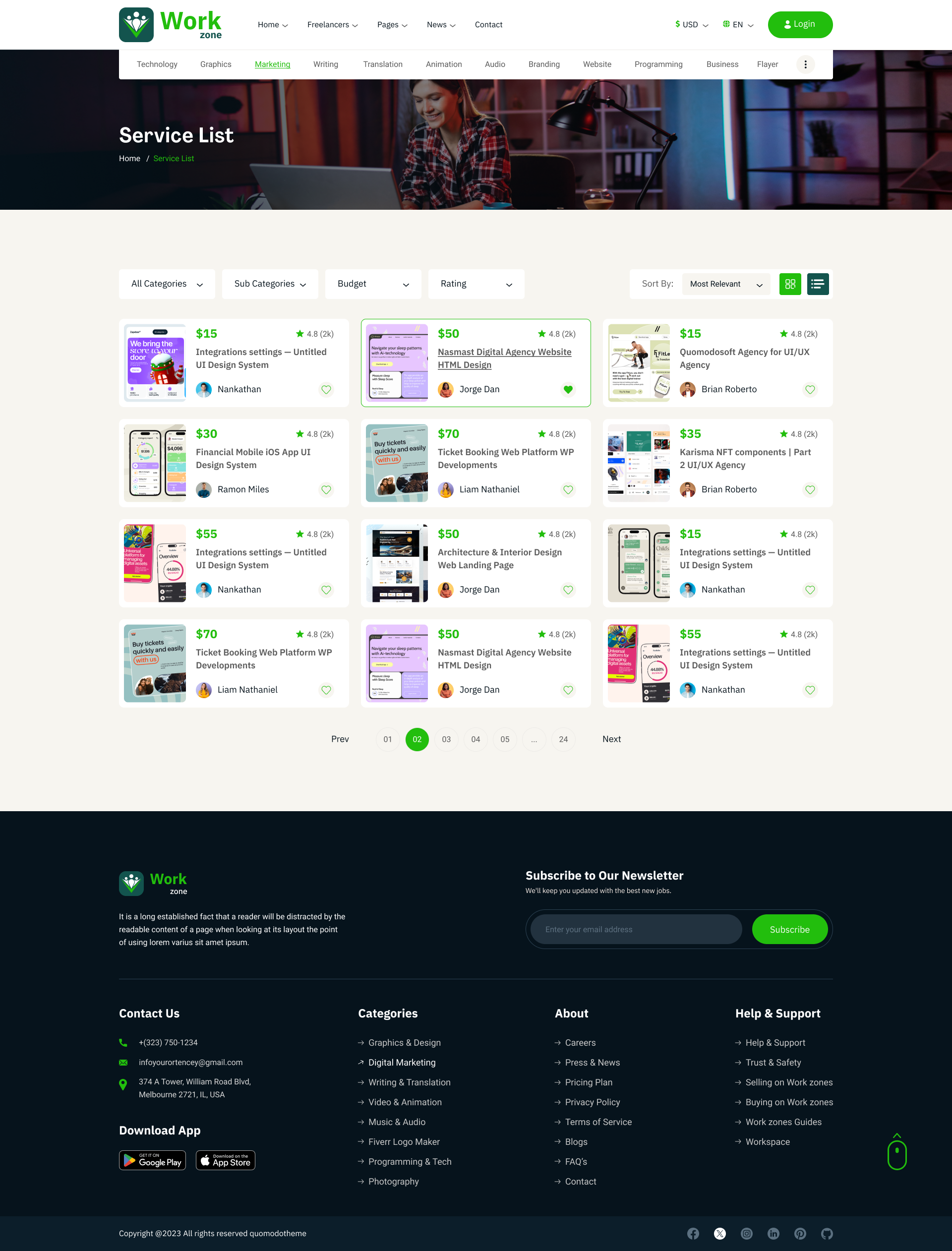 WorkZone - Freelance Marketplace HTML Template by QuomodoTheme | ThemeForest